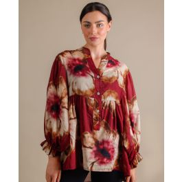 Poppy Floral Smock Blouse |Wine